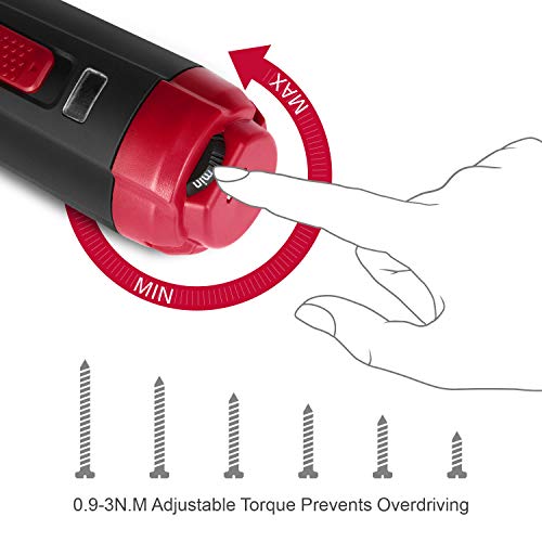 Eastvolt 4V Cordless Mini Electric Screwdriver, 1500mAh USB Rechargable Battery, 32 Pieces 1/4 in HEX Screwdriver Bits, 1 Piece Extension Holder and Storage Toolbox