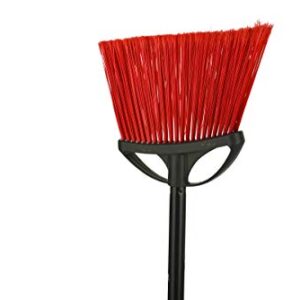 Alpine Industries 10-Inch Smooth Surface Angle Broom - Heavy-Duty Long Handle Sweeper - Wide Cleaner Head for Hard-to-Reach Corners, Softer Durable Bristles for Light Debris Cleaning