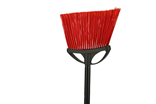 Alpine Industries 10-Inch Smooth Surface Angle Broom - Heavy-Duty Long Handle Sweeper - Wide Cleaner Head for Hard-to-Reach Corners, Softer Durable Bristles for Light Debris Cleaning