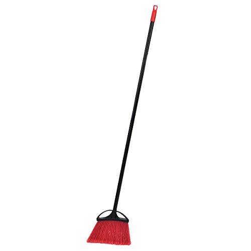 Alpine Industries 10-Inch Smooth Surface Angle Broom - Heavy-Duty Long Handle Sweeper - Wide Cleaner Head for Hard-to-Reach Corners, Softer Durable Bristles for Light Debris Cleaning