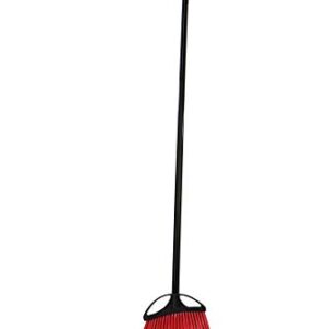 Alpine Industries 10-Inch Smooth Surface Angle Broom - Heavy-Duty Long Handle Sweeper - Wide Cleaner Head for Hard-to-Reach Corners, Softer Durable Bristles for Light Debris Cleaning