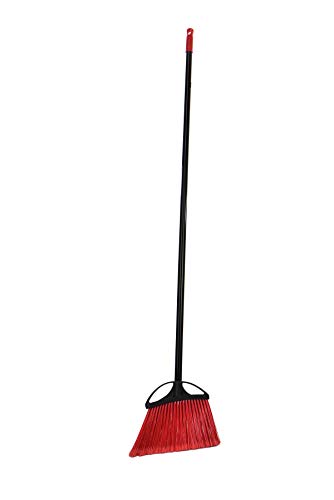 Alpine Industries 10-Inch Smooth Surface Angle Broom - Heavy-Duty Long Handle Sweeper - Wide Cleaner Head for Hard-to-Reach Corners, Softer Durable Bristles for Light Debris Cleaning