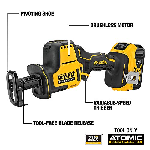 DEWALT DCS369P1 Atomic 20V Max* Cordless One-Handed Reciprocating Saw Kit