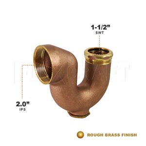 Highcraft 4334 NY Regular Trap Plug for Tubular Drain Applications, 2 in. x 1-1/2, Rough Brass