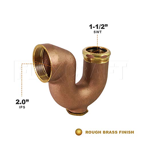 Highcraft 4334 NY Regular Trap Plug for Tubular Drain Applications, 2 in. x 1-1/2, Rough Brass