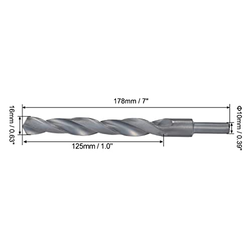 uxcell Reduced Shank Twist Drill Bits 16mm High Speed Steel 4241 with 10mm Shank for Aluminum Alloy Steel Metal Plastic Wood