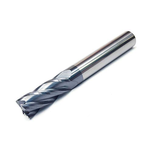 joleully 1/2" Carbide Square End Mill, HRC 45 Deg Single End 4 Flute AlTiN Coating Mill Bits