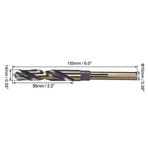 uxcell Reduced Shank Twist Drill Bits 14mm High Speed Steel 4341 with 10mm (3/8") Shank for Stainless Steel Alloy Metal Plastic Wood