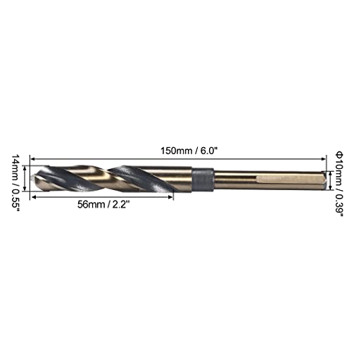 uxcell Reduced Shank Twist Drill Bits 14mm High Speed Steel 4341 with 10mm (3/8") Shank for Stainless Steel Alloy Metal Plastic Wood