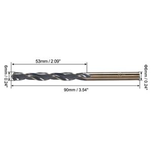 uxcell Straight Shank Twist Drill Bits 6mm High Speed Steel 4341 with 6mm Shank 2 Pcs for Stainless Steel Alloy Metal Plastic Wood