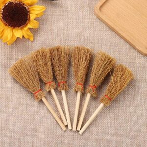 Exceart 12 Pcs 9cm Mini Broom Red Rope Wizard Broom Miniature Decorative Accessory Hangings Decorations