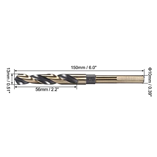 uxcell Reduced Shank Twist Drill Bits 13mm High Speed Steel 4341 with 10mm (3/8") Shank for Stainless Steel Alloy Metal Plastic Wood