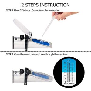 Abuycs Brix Refractometer with ATC for Beer Wort Wine Fruit Sugar Homebrew Meter Dual Scale Brix 0-32% & Specific Gravity 1.000-1.130 Replace Homebrew Hydrometer