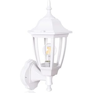 FUDESY Outdoor Wall Lantern, Exterior Waterproof Wall Sconce Light Fixture, White Front Porch Light Wall Mount for Garage, Patio, Yard, FDS2542EW (Bulb Included)