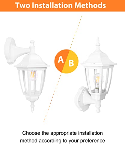 FUDESY Outdoor Wall Lantern, Exterior Waterproof Wall Sconce Light Fixture, White Front Porch Light Wall Mount for Garage, Patio, Yard, FDS2542EW (Bulb Included)