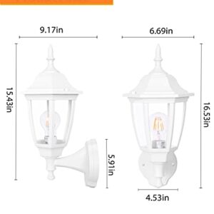 FUDESY Outdoor Wall Lantern, Exterior Waterproof Wall Sconce Light Fixture, White Front Porch Light Wall Mount for Garage, Patio, Yard, FDS2542EW (Bulb Included)