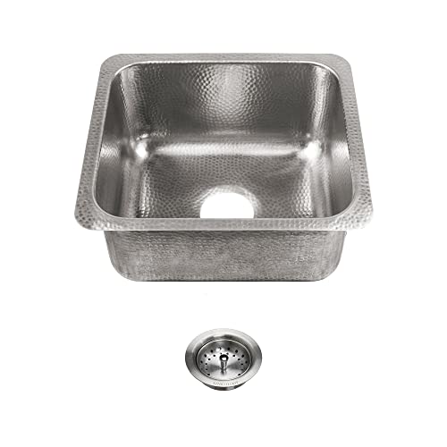 Sinkology SP701-17HSB-AMZ-B Wilson Undermount 17 Brushed and Basket Strainer Drain Crafted Stainless Steel Bar Prep Sink