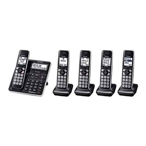 Panasonic KX-TG985SK: 5-Handset Bluetooth DECT 6.0 Talking Caller ID Phone with Expandability Up to 6 Handsets (Renewed)