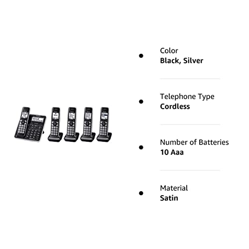 Panasonic KX-TG985SK: 5-Handset Bluetooth DECT 6.0 Talking Caller ID Phone with Expandability Up to 6 Handsets (Renewed)