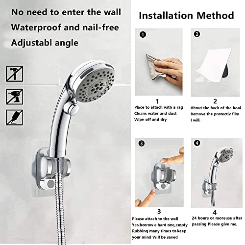 Shower Head with handheld, High Pressure 8'' Rainfall Stainless Steel Handheld Shower with ON/OFF Pause Switch Shower Combo with hose,Adhesive Shower Head Holder