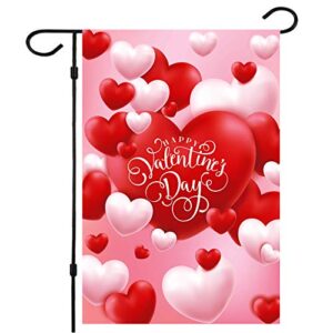 valentine flag, double sided valentine's day flag red and white love valentine garden flag 12 x 18 inch valentine house flags for valentine's day decoration