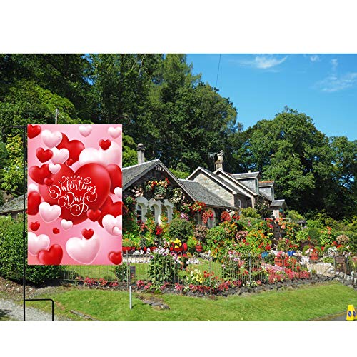 Valentine Flag, Double Sided Valentine's Day Flag Red and White Love Valentine Garden Flag 12 x 18 Inch Valentine House Flags for Valentine's Day Decoration