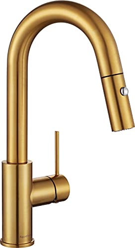 AguaStella AS59BG Brushed Gold Bar Faucet or Prep Kitchen Sink Faucet with Pull Down Sprayer and Single Handle