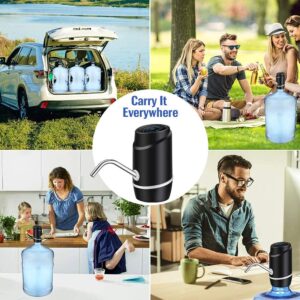 Water Bottle Pump - Water Pump for 5 Gallon Bottle - USB Charging Automatic Drinking Water Pump with Reusable Water Bottle Cap Universal Fit for Home, Office and Outdoor (Black)