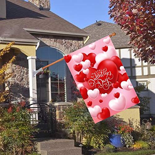 Flagmax Valentine Flag, Double Sided Valentine's Day Flag Red and White Love Valentine Garden Flag 28 x 40 Inch Valentine House Flags for Valentine's Day Decoration with 2 Grommets