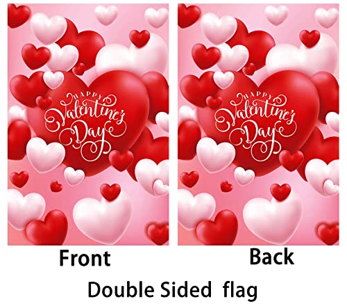 Flagmax Valentine Flag, Double Sided Valentine's Day Flag Red and White Love Valentine Garden Flag 28 x 40 Inch Valentine House Flags for Valentine's Day Decoration with 2 Grommets