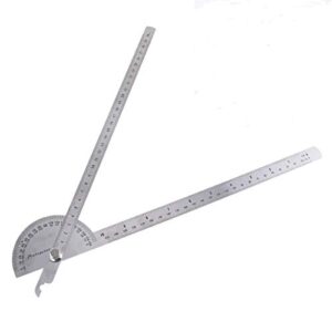 chgimposs 0-180 degree angle finder, stainless steel round head rotary protractor scale angle finder adjustable double-arm ruler angle, finder craftsman ruler machinist tool