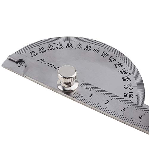 ChgImposs 0-180 Degree Angle Finder, Stainless Steel Round Head Rotary Protractor Scale Angle Finder Adjustable Double-arm Ruler Angle, Finder Craftsman Ruler Machinist Tool