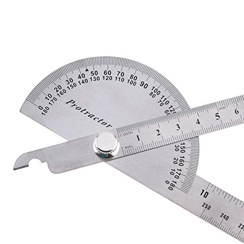 ChgImposs 0-180 Degree Angle Finder, Stainless Steel Round Head Rotary Protractor Scale Angle Finder Adjustable Double-arm Ruler Angle, Finder Craftsman Ruler Machinist Tool