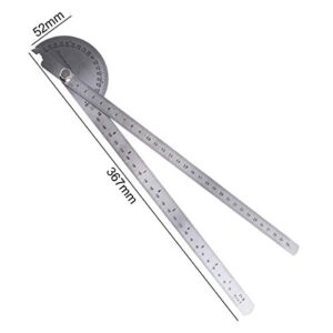 ChgImposs 0-180 Degree Angle Finder, Stainless Steel Round Head Rotary Protractor Scale Angle Finder Adjustable Double-arm Ruler Angle, Finder Craftsman Ruler Machinist Tool