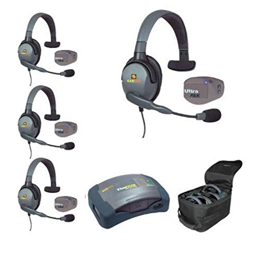 Eartec UPMX4GS4 4-Person Full Duplex Wireless Intercom with 4 UltraPAK and Max4G Single Headsets