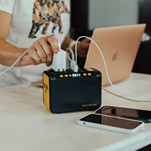 ROCKSOLAR WEEKENDER RS81 88Wh, 80W PEAK 120W, 24000mAh, AC/DC output + 5 USB, compact and ultra-lightweight (1.9LB), easily fits into a handbag/backpack, a perfect day-tripping companion.