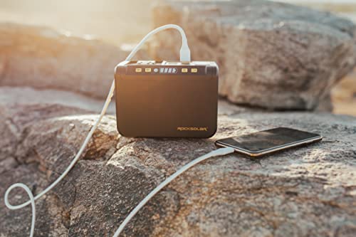 ROCKSOLAR WEEKENDER RS81 88Wh, 80W PEAK 120W, 24000mAh, AC/DC output + 5 USB, compact and ultra-lightweight (1.9LB), easily fits into a handbag/backpack, a perfect day-tripping companion.