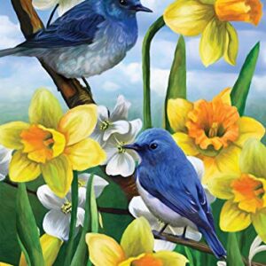 Bluebirds And Daffodils Spring Garden Flag Floral 12.5" x 18" Briarwood Lane