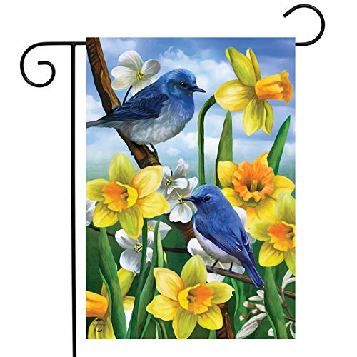 Bluebirds And Daffodils Spring Garden Flag Floral 12.5" x 18" Briarwood Lane