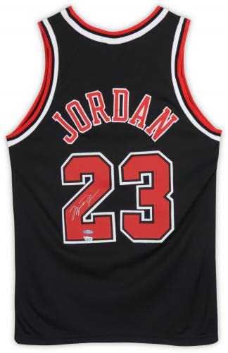 Michael Jordan Chicago Bulls Autographed Black Jersey - Upper Deck - Autographed NBA Jerseys