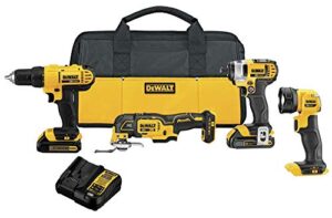 dewalt 20v max power tool combo kit, 4-tool cordless power tool set with 2 batteries and charger (dck444c2)