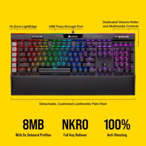 Corsair K95 RGB Platinum XT Mechanical Wired Gaming Keyboard, Backlit RGB LED, Cherry MX RGB Blue, Black