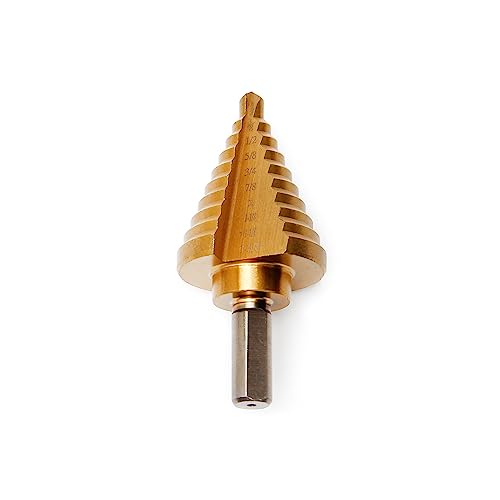 Utoolmart Step Drill Bit HSS 1/4" to 1-3/8" 10 Sizes Titanium Coated Straight Flutes Trilateral Shank for Metal Wood Plastic 1pcs