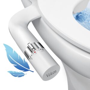 veken ultra-slim bidet, non-electric dual nozzle (posterior/feminine wash) fresh water sprayer, adjustable water pressure, bidet for toilet seat attachment, stainless steel inlet badays