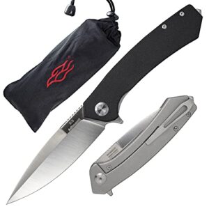 firebird ganzo adimanti skimen pocket folding knife g10 handle with clip and glass breaker d2 steel blade hunting fishing camping outdoor edc knife (black)