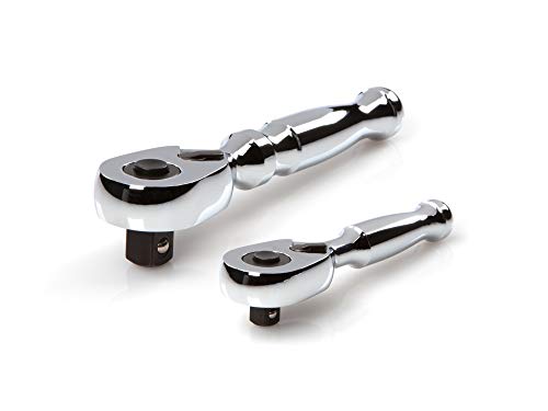 TEKTON 1/4, 3/8 Inch Drive Stubby Quick-Release Ratchet Set (2-Piece) | SRH91105