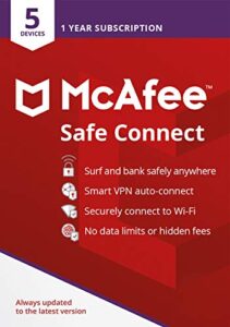 [old version] mcafee safe connect vpn 2022 | 5 device | internet security and privacy software | windows/mac/chromeos/android/ios | 1 year subscription | key card