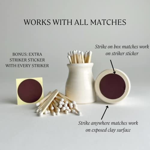 Henro Company Match Striker - Handmade in North Carolina | Works with ALL MATCHES - 2.25" x 2" New Home Hostess Birthday Anniversary Gift (White)