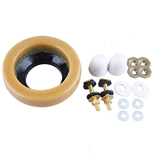 Hibbent Toilet Wax Ring Kit, Toilet Bowl Wax Ring with Brass Closet Bolts, Bolt Caps, PE Flange and Extra Retainers, Thick Wax Ring Gasket for Toilet Bowl- Gas, Odor and Watertight Seal