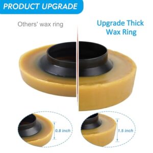 Hibbent Toilet Wax Ring Kit, Toilet Bowl Wax Ring with Brass Closet Bolts, Bolt Caps, PE Flange and Extra Retainers, Thick Wax Ring Gasket for Toilet Bowl- Gas, Odor and Watertight Seal